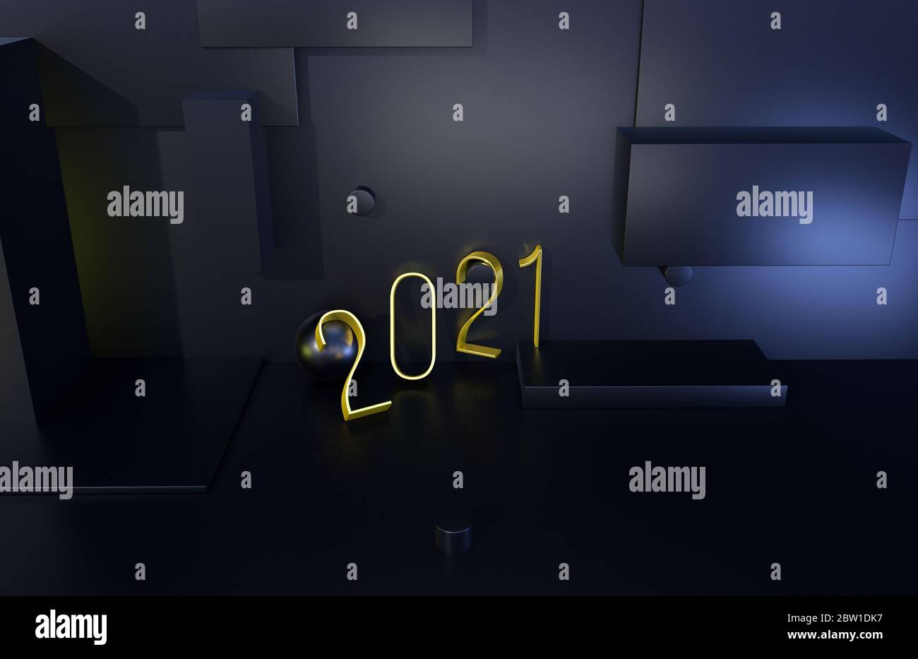 2021 year golden sign with black background. 3D illustration Stock ...