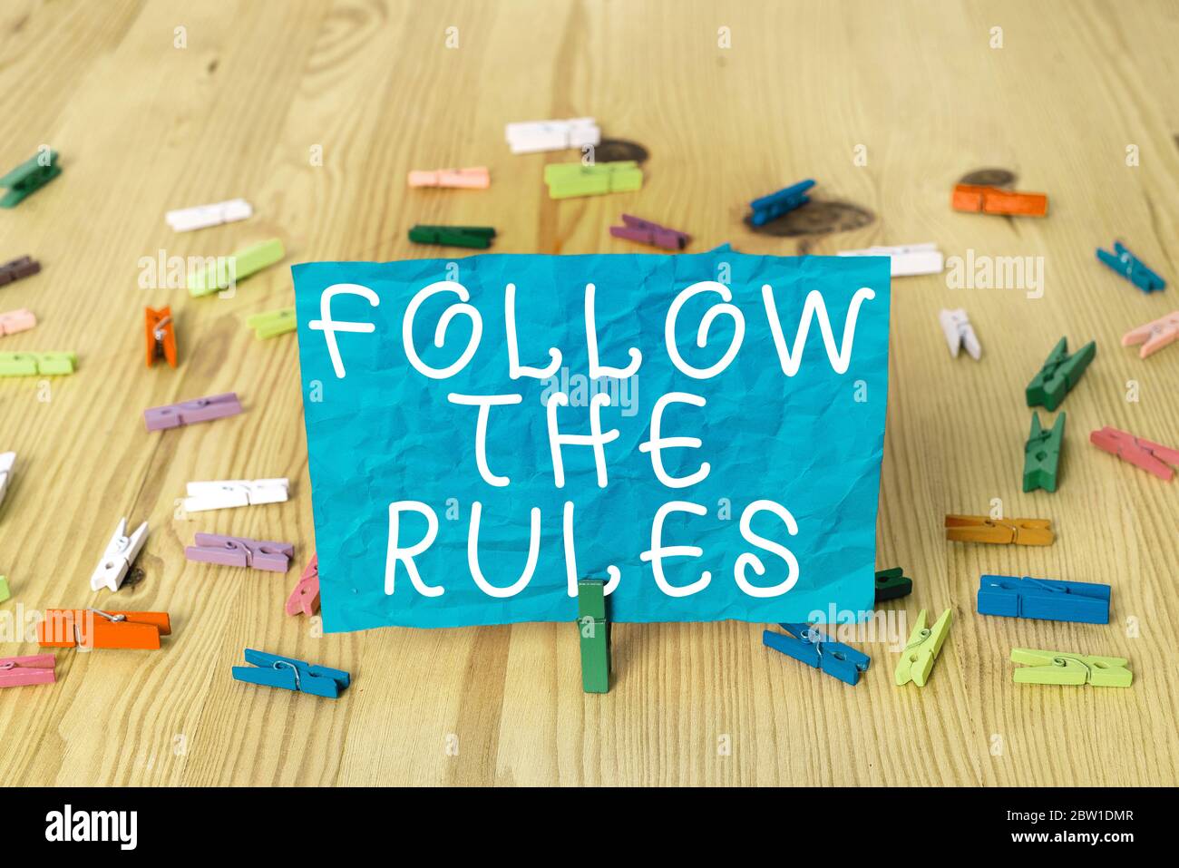 Writing note showing Follow The Rules. Business concept for go with ...