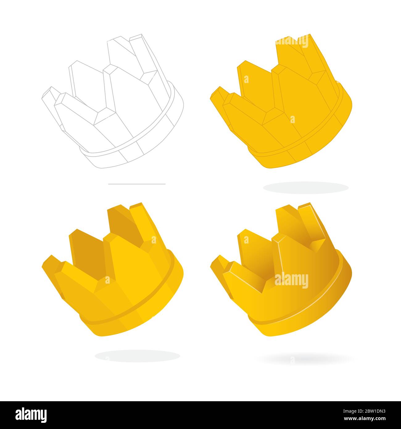 Crown. Crown isometric vector illustration in different drawing styles ...