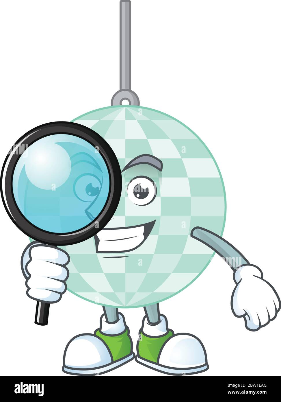 cartoon drawing concept of disco ball working as a Private Detective ...
