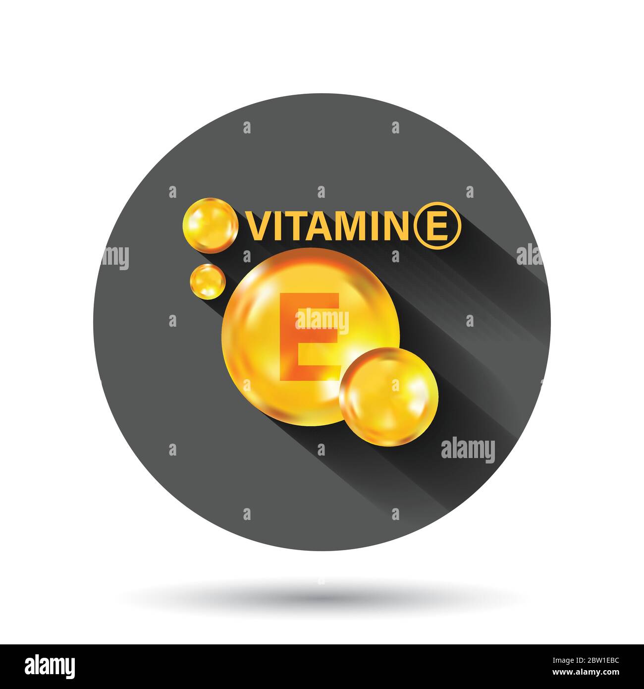 Vitamin E icon in flat style. Pill capcule vector illustration on black ...