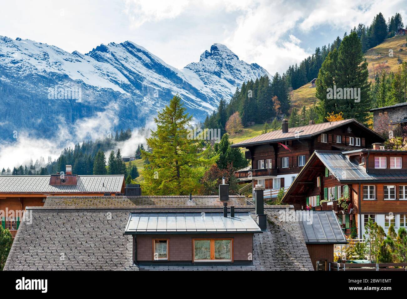 Murren, a mountain village in Switzerland providing scenic views of the ...