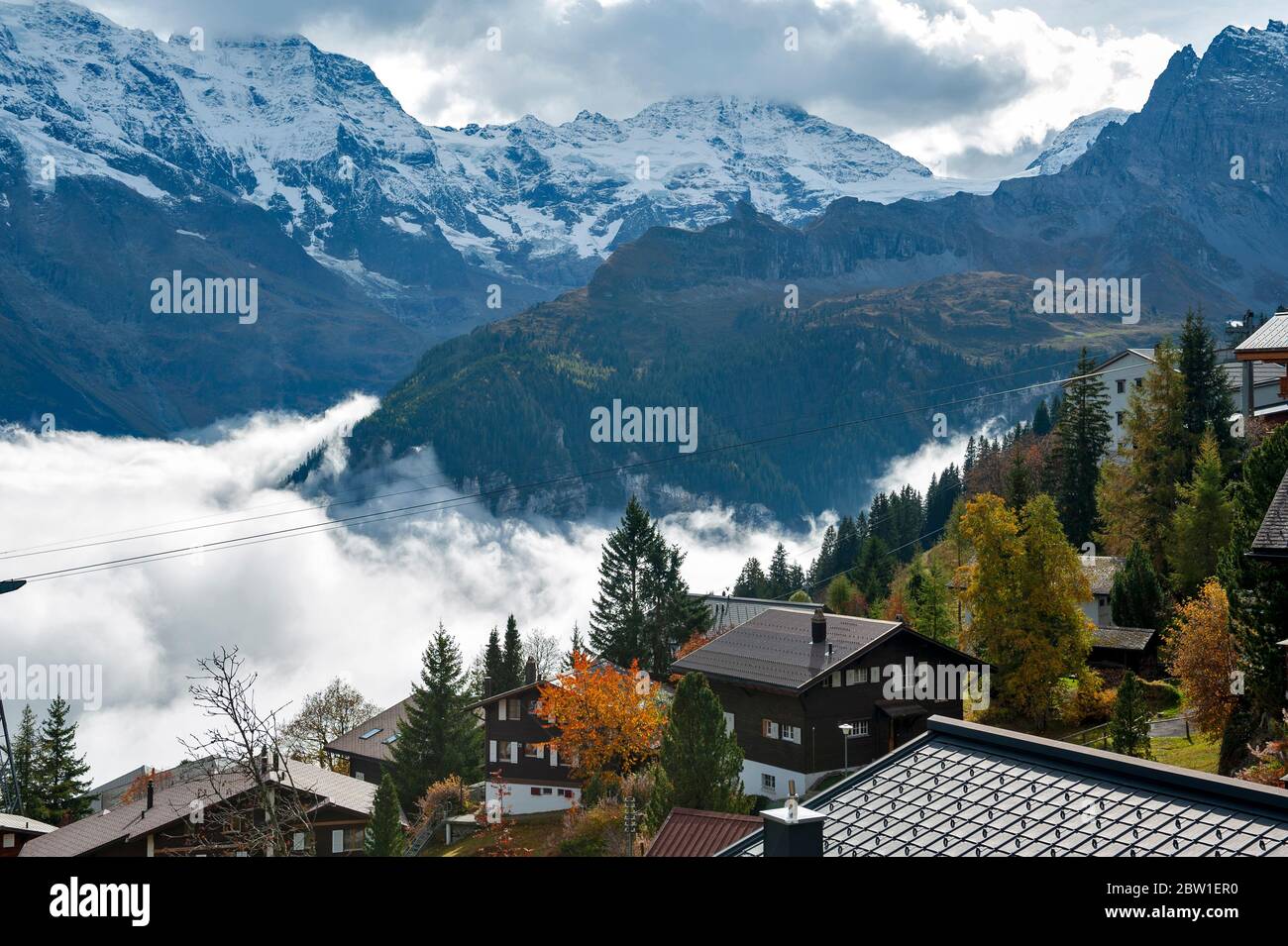 Murren, a mountain village in Switzerland providing scenic views of the ...