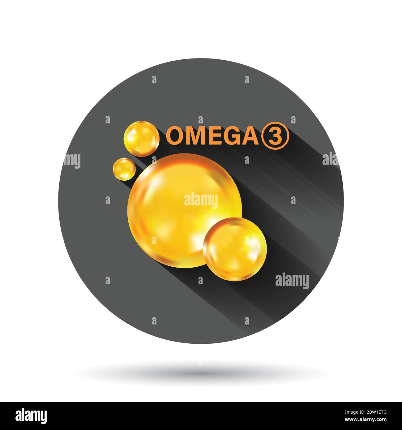 Omega 3 icon in flat style. Pill capcule vector illustration on black ...