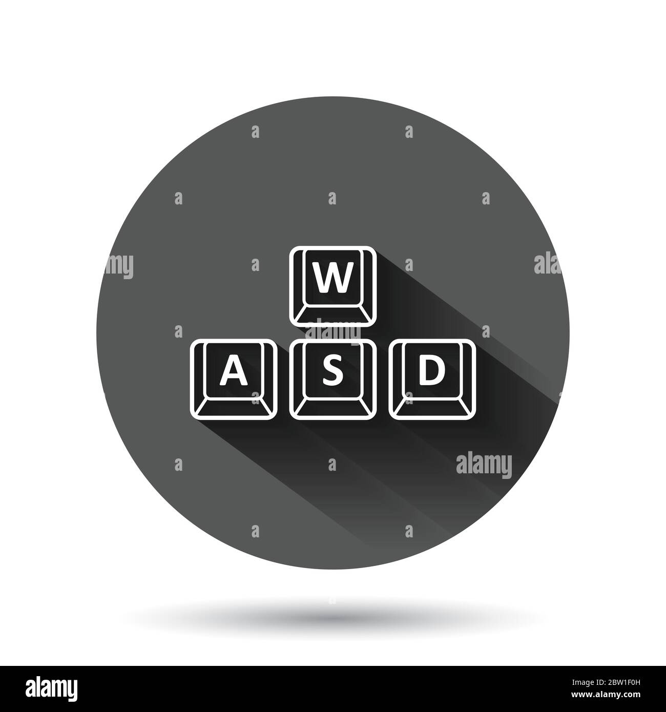 Wasd button icon in flat style. Keyboard vector illustration on black ...