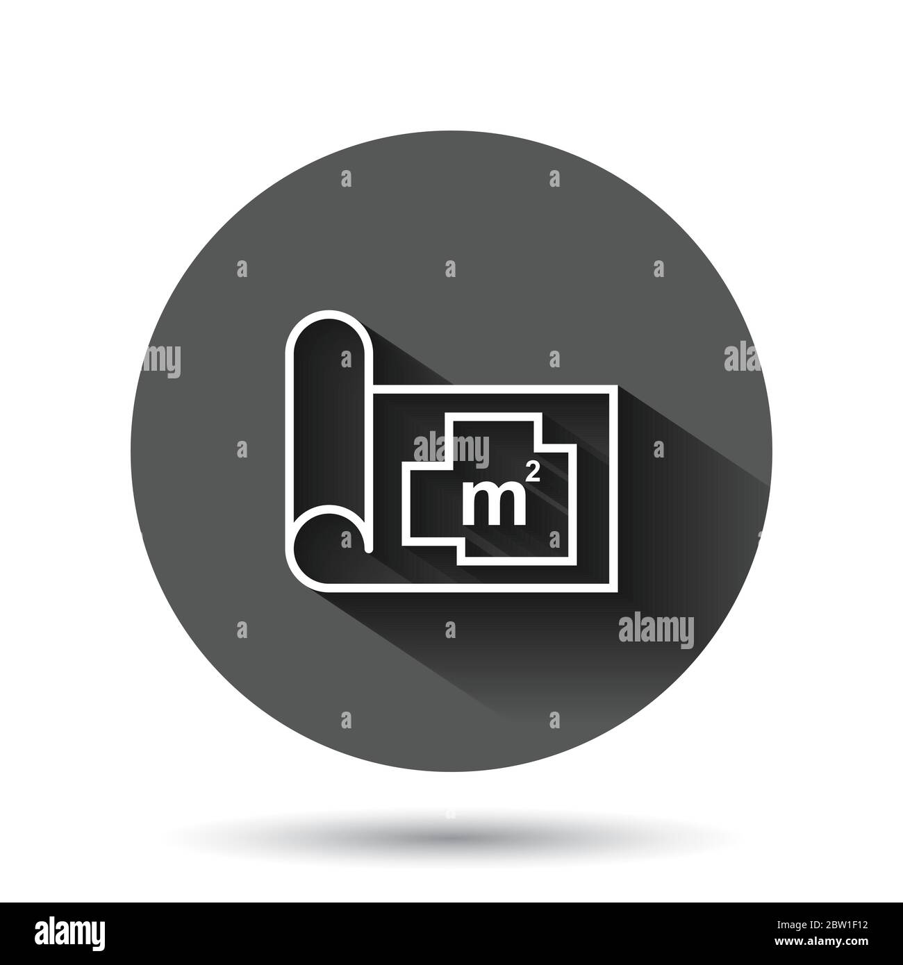 Room plan icon in flat style. Blueprint vector illustration on black ...