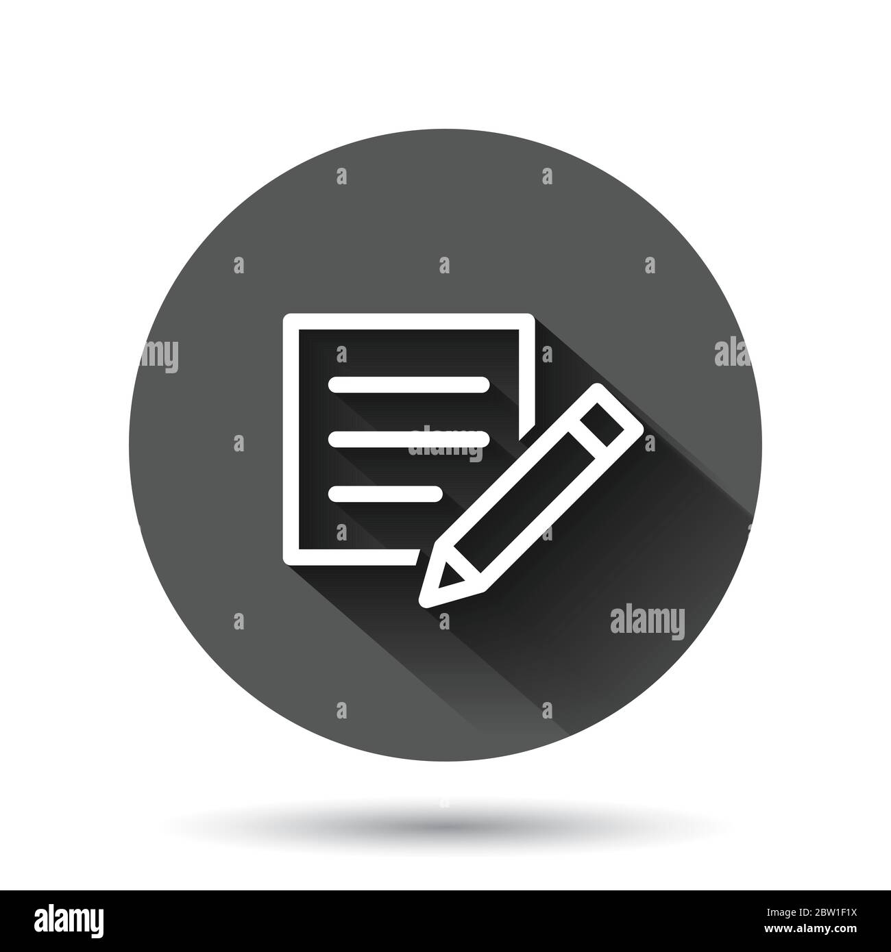 Blogging icon in flat style. Document with pen vector illustration on ...