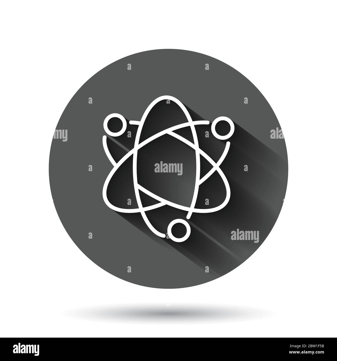 Science icon in flat style. Dna cell vector illustration on black round ...