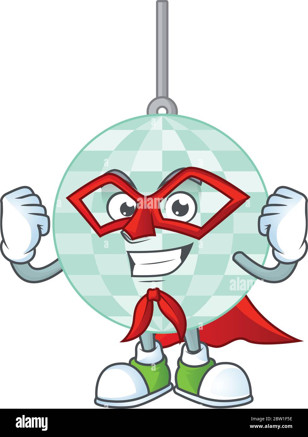 Disco ball cartoon drawing concept performed as a Super hero Stock ...