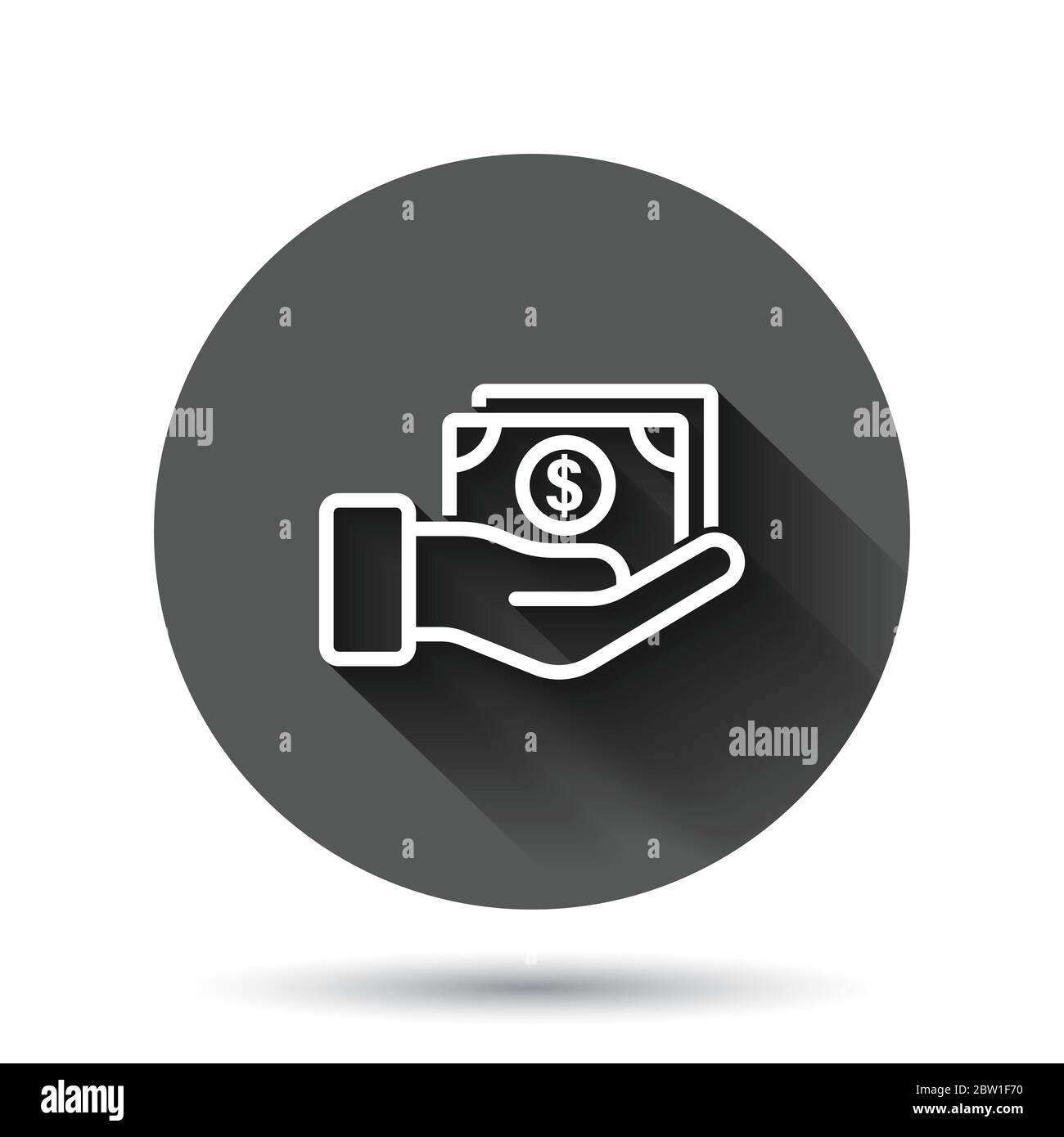 Remuneration icon in flat style. Money in hand vector illustration on ...