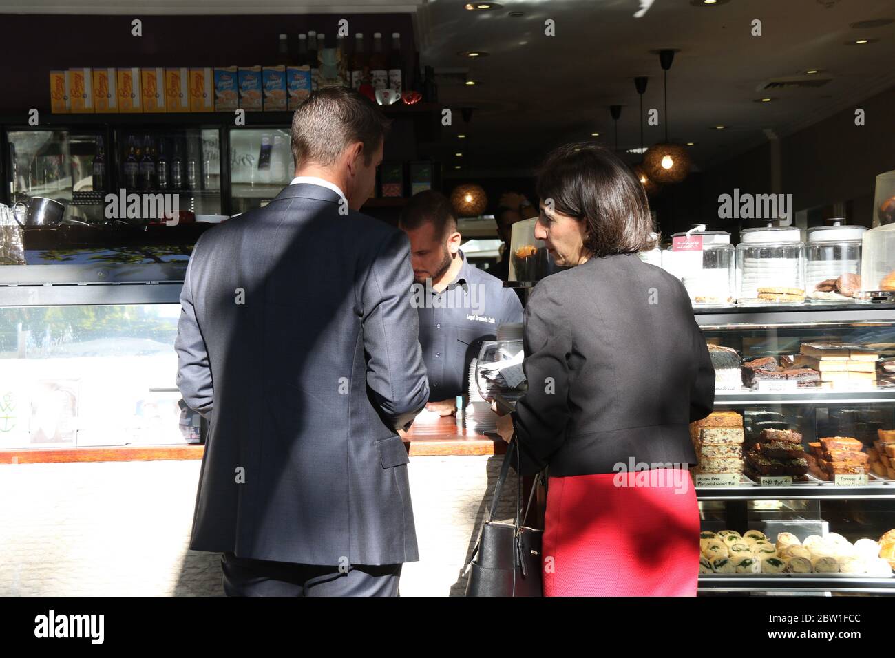 NSW Premier Mike Baird bought a morning coffee at a coffee shop on ...