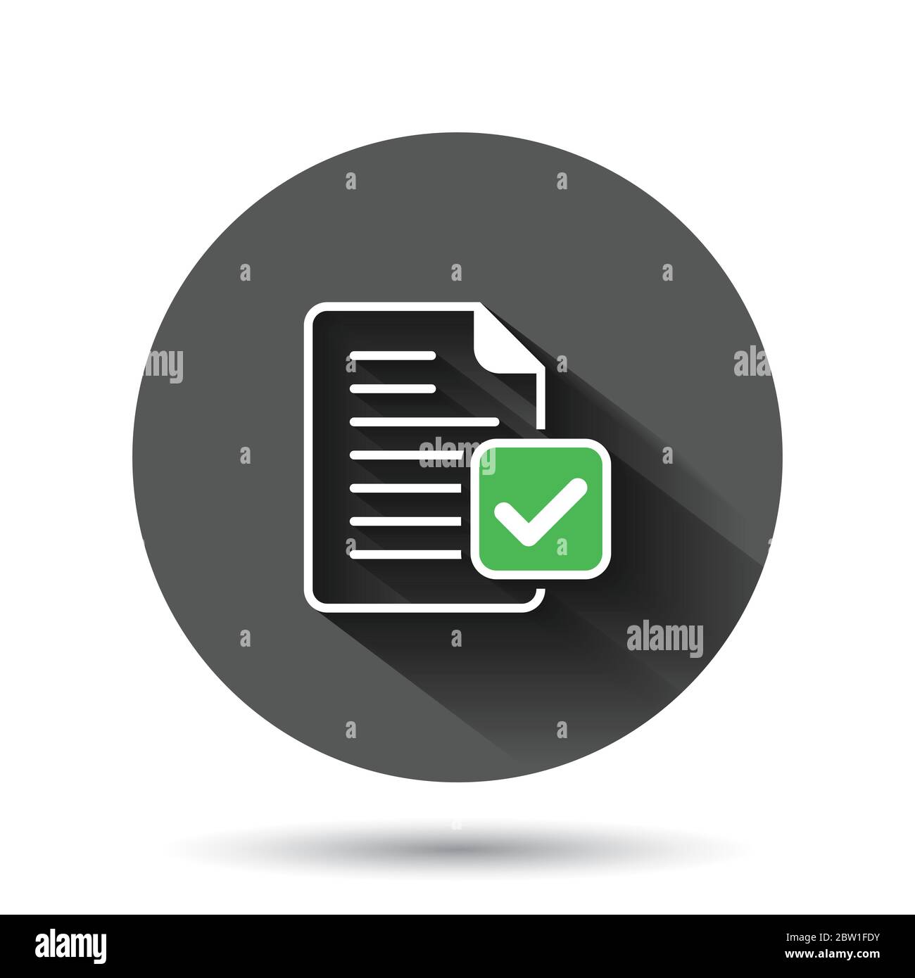 Document accepted icon in flat style. Correct vector illustration on ...