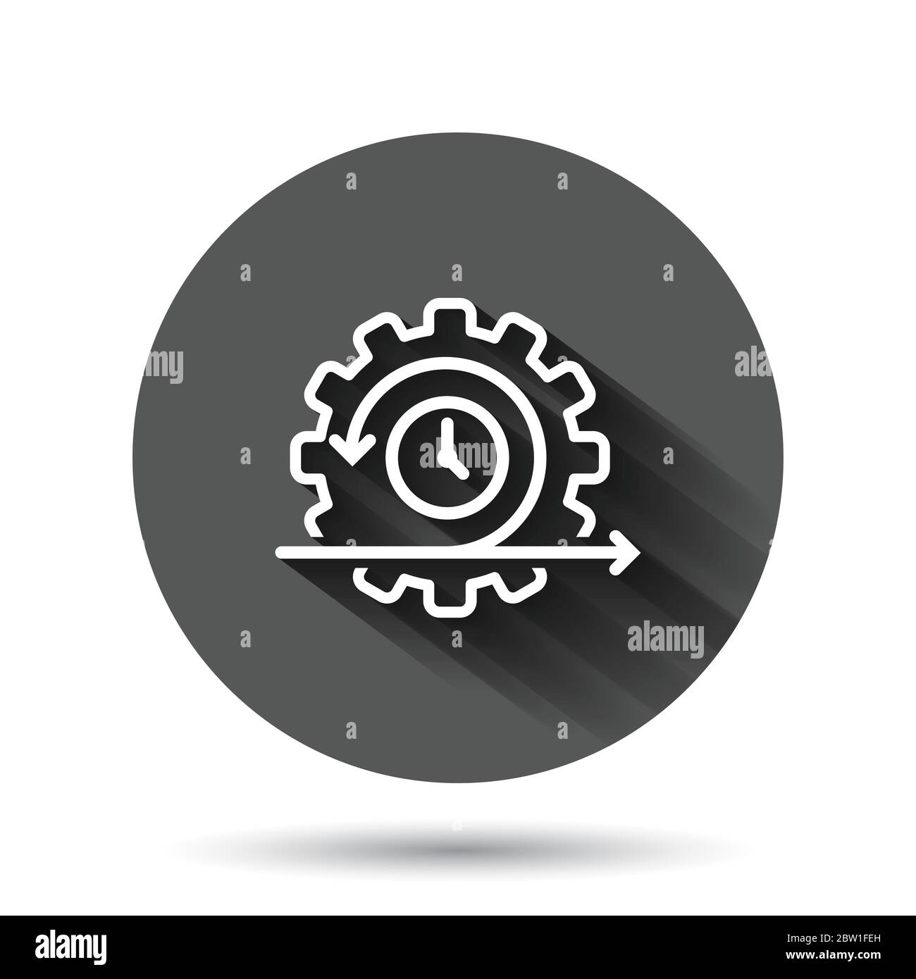 Agile icon in flat style. Flexible vector illustration on black round background with long ...