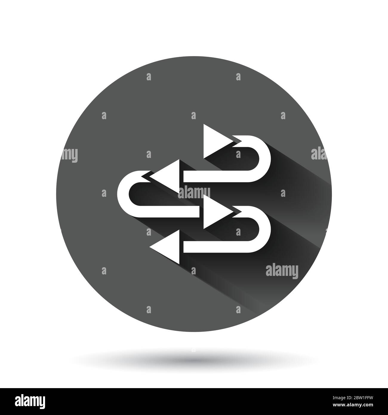 Arrow growth icon in flat style. Evolution vector illustration on black ...