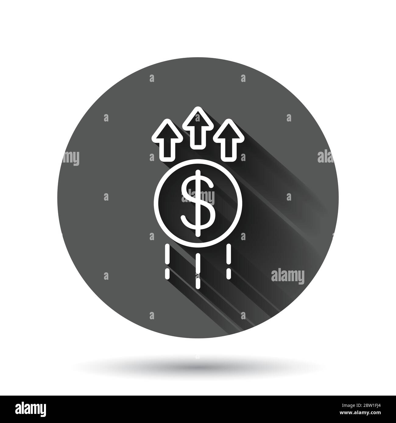 Growth arrow icon in flat style. Revenue vector illustration on black ...