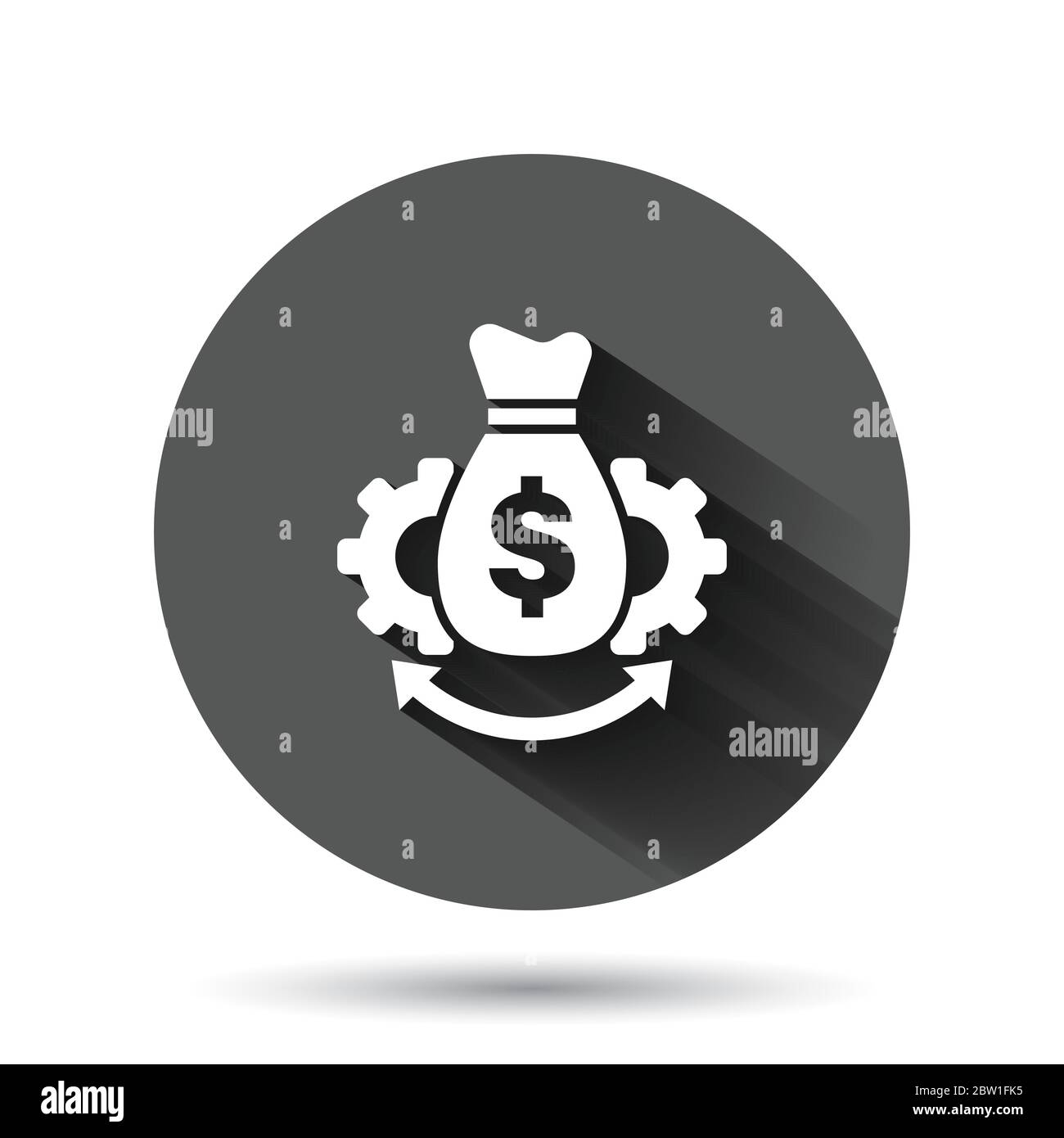 Money optimization icon in flat style. Gear effective vector ...
