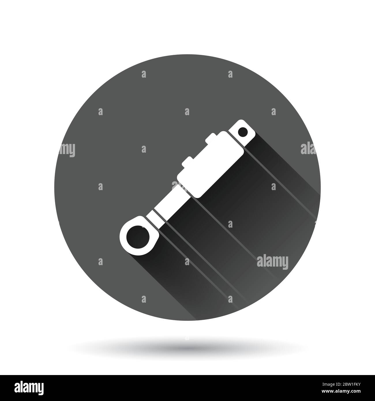 Hydraulic icon in flat style. Cylinder vector illustration on black ...
