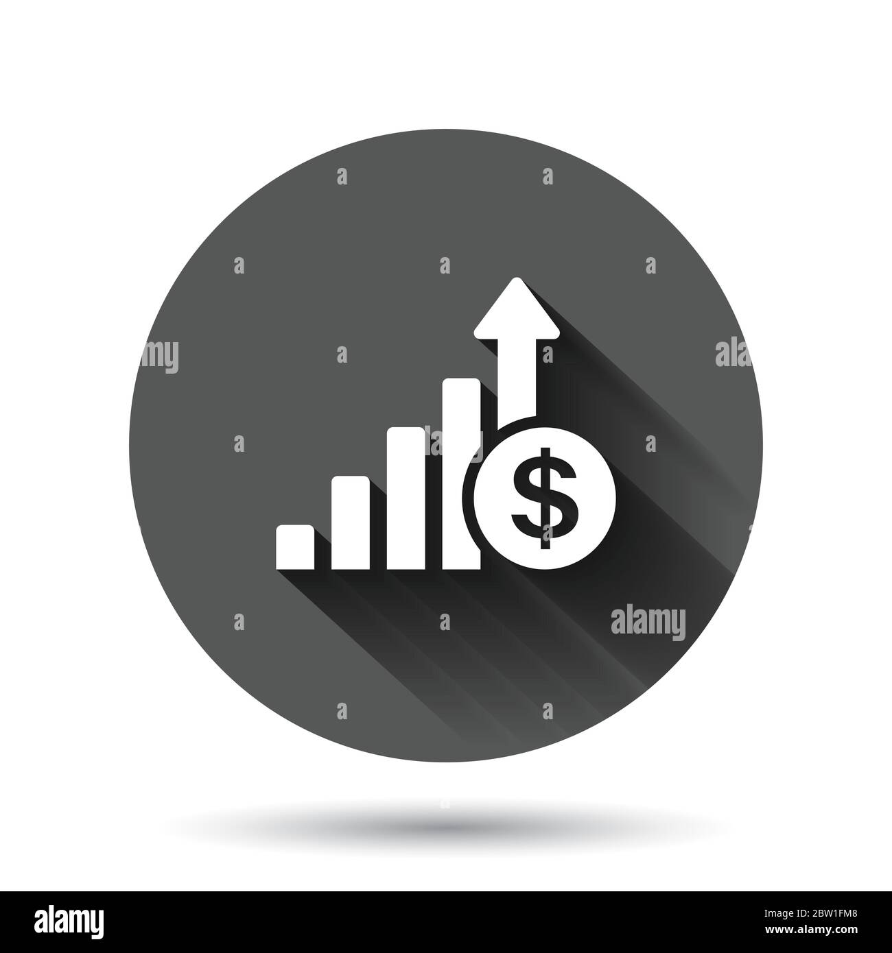 Growth arrow icon in flat style. Revenue vector illustration on black ...