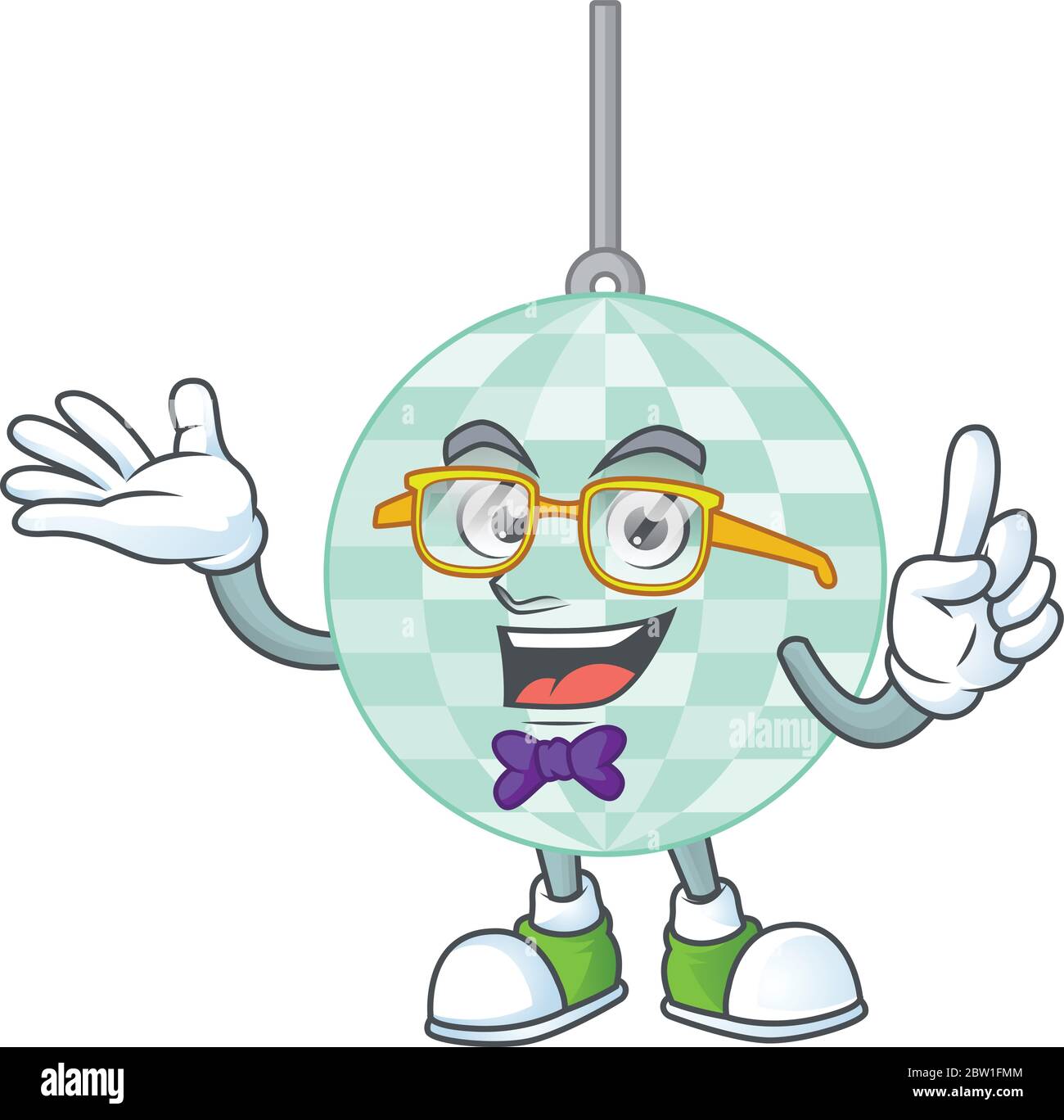 Cartoon character design of nerd disco ball with weird glasses Stock ...
