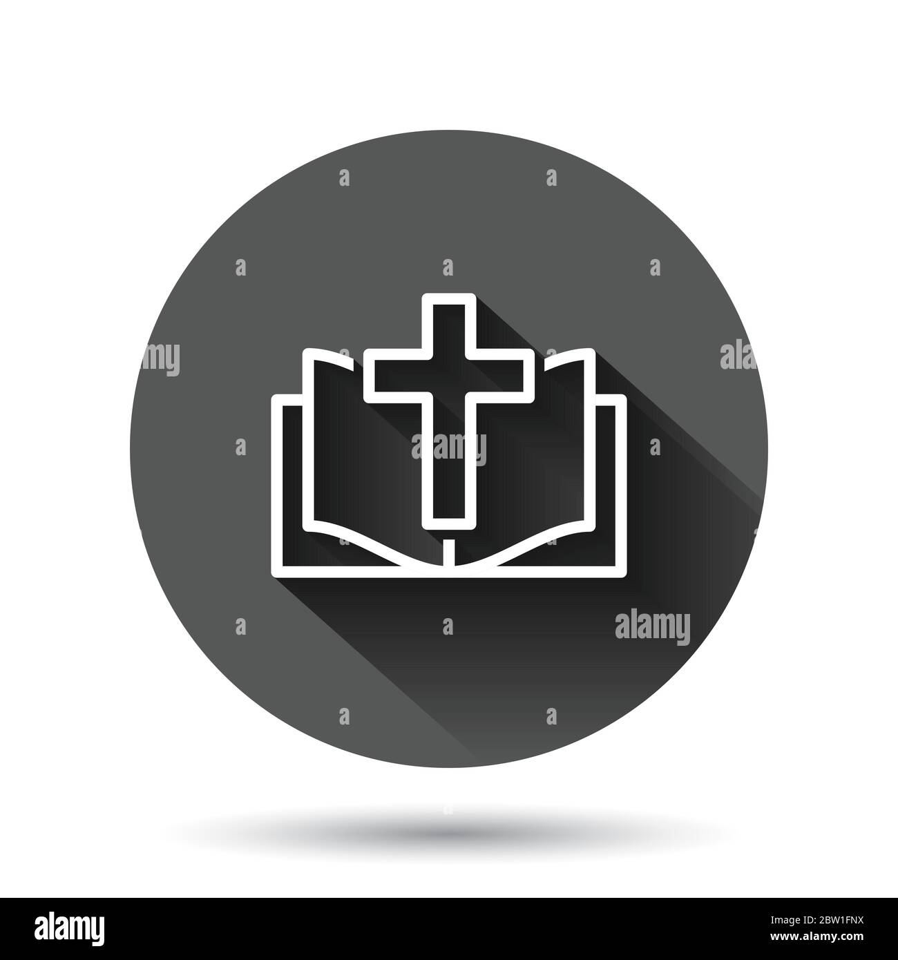 Bible book icon in flat style. Church faith vector illustration on ...