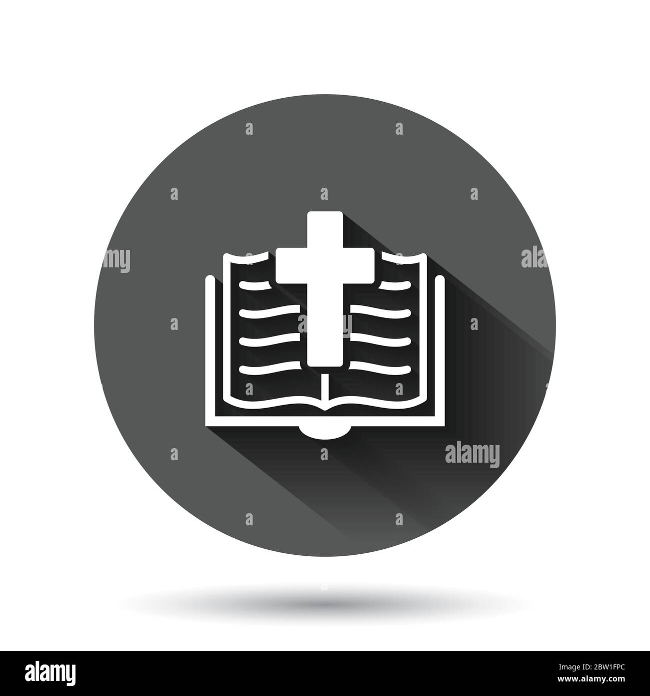 Bible book icon in flat style. Church faith vector illustration on ...