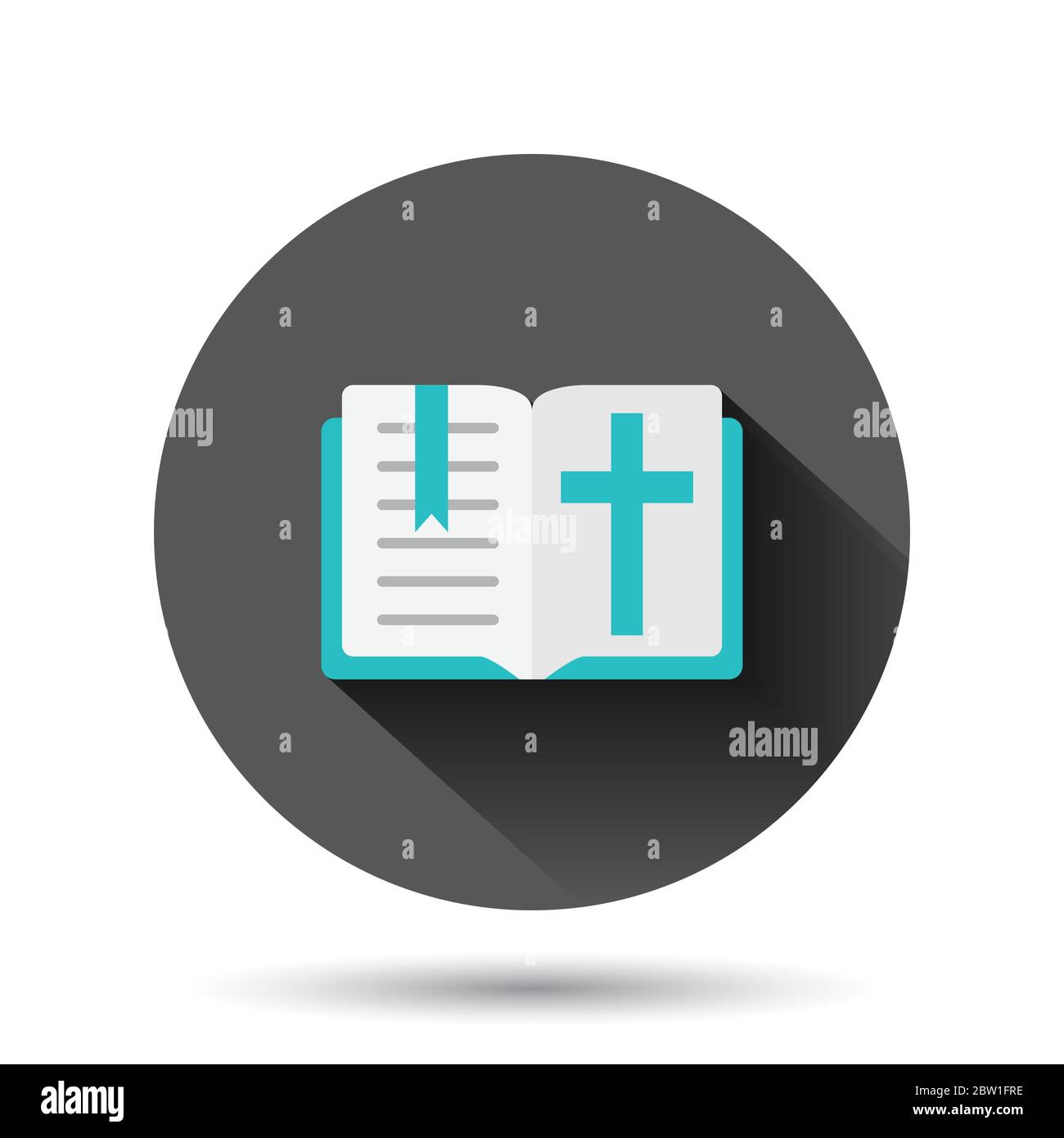 Bible book icon in flat style. Church faith vector illustration on ...