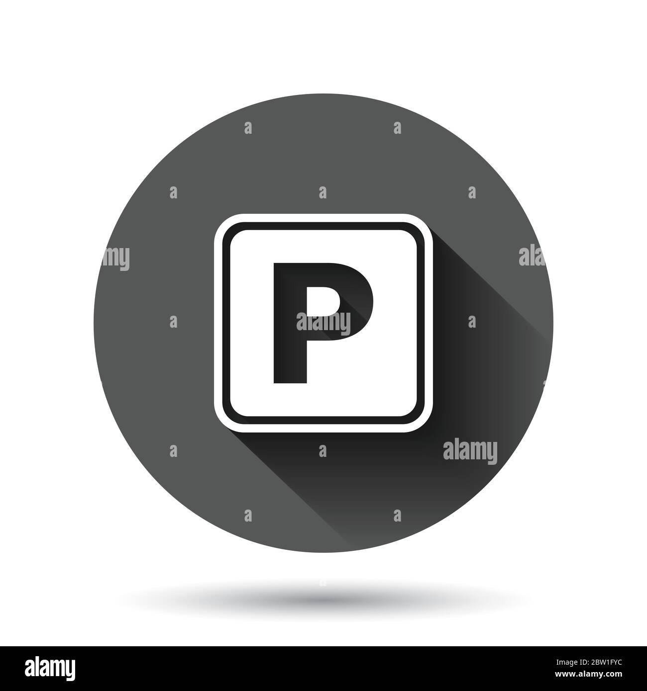 Car parking icon in flat style. Auto stand vector illustration on black ...