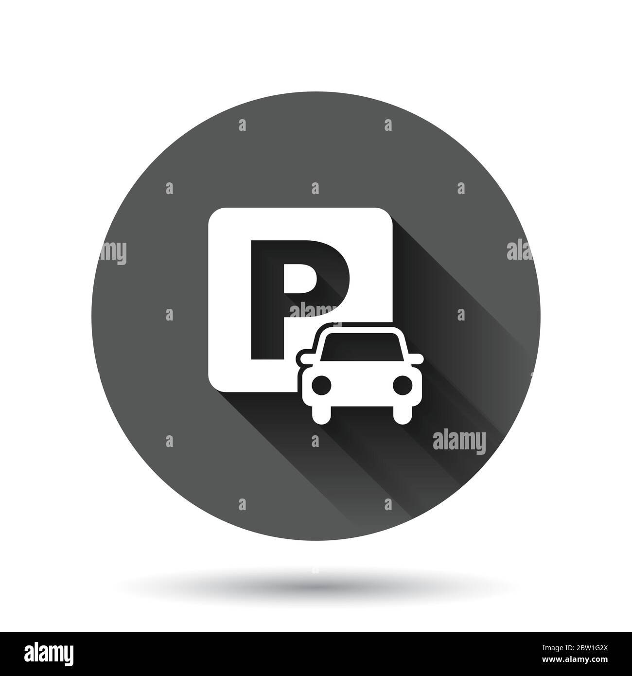 Car parking icon in flat style. Auto stand vector illustration on black ...