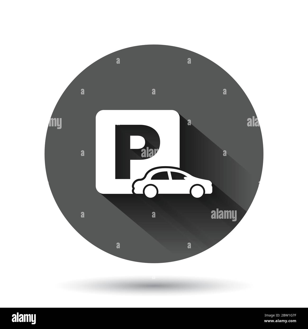 Car parking icon in flat style. Auto stand vector illustration on black ...