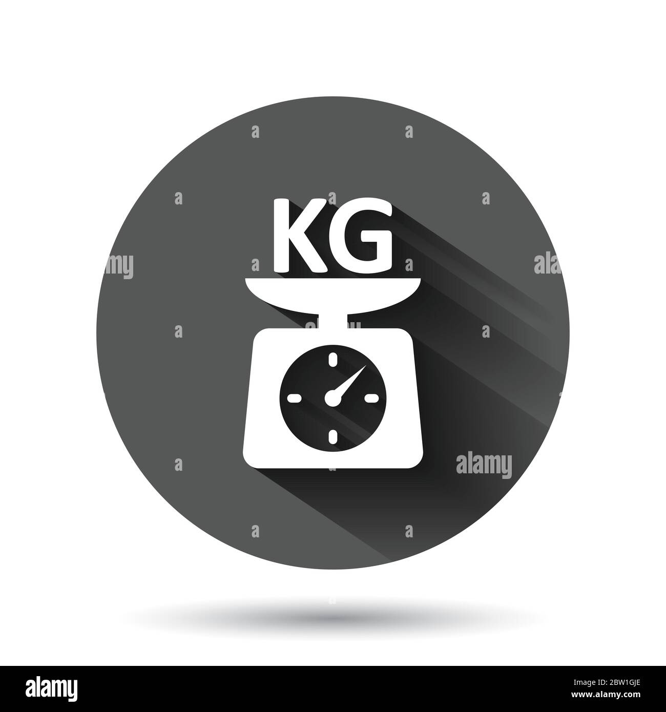 Scale icon in flat style. Kilogram dumbbell vector illustration on ...