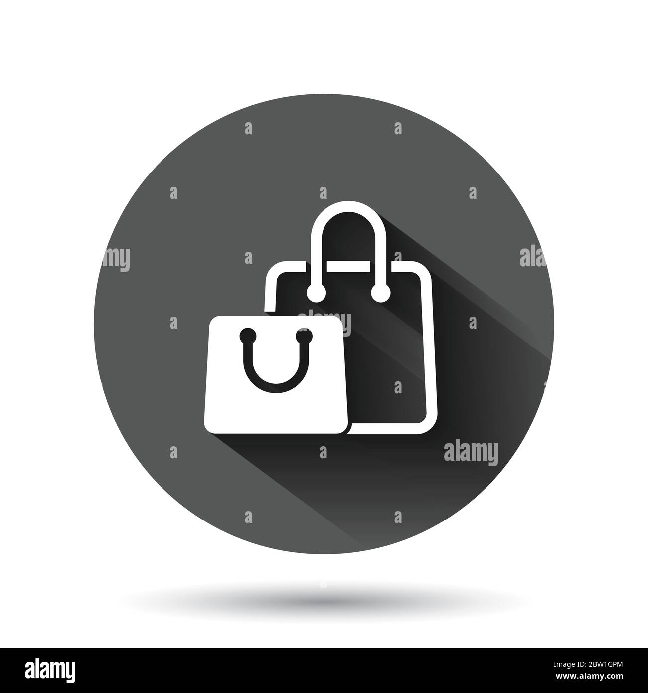 Shopping bag icon in flat style. Handbag sign vector illustration on ...