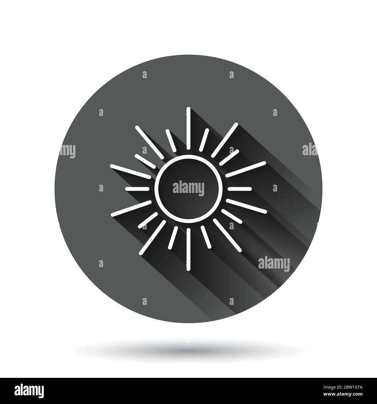 Sun icon in flat style. Sunlight sign vector illustration on black ...