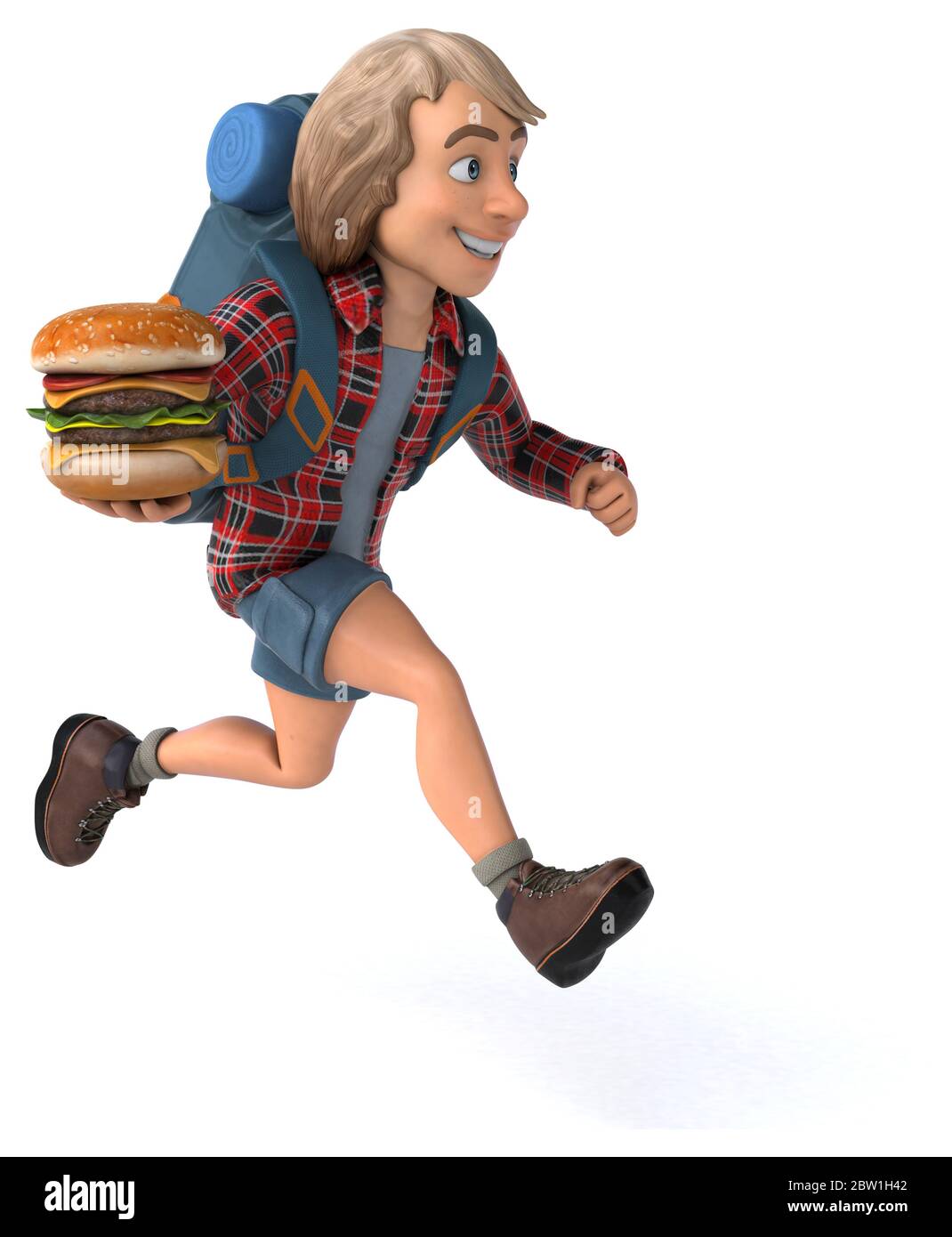 Fun backpacker cartoon guy Stock Photo - Alamy