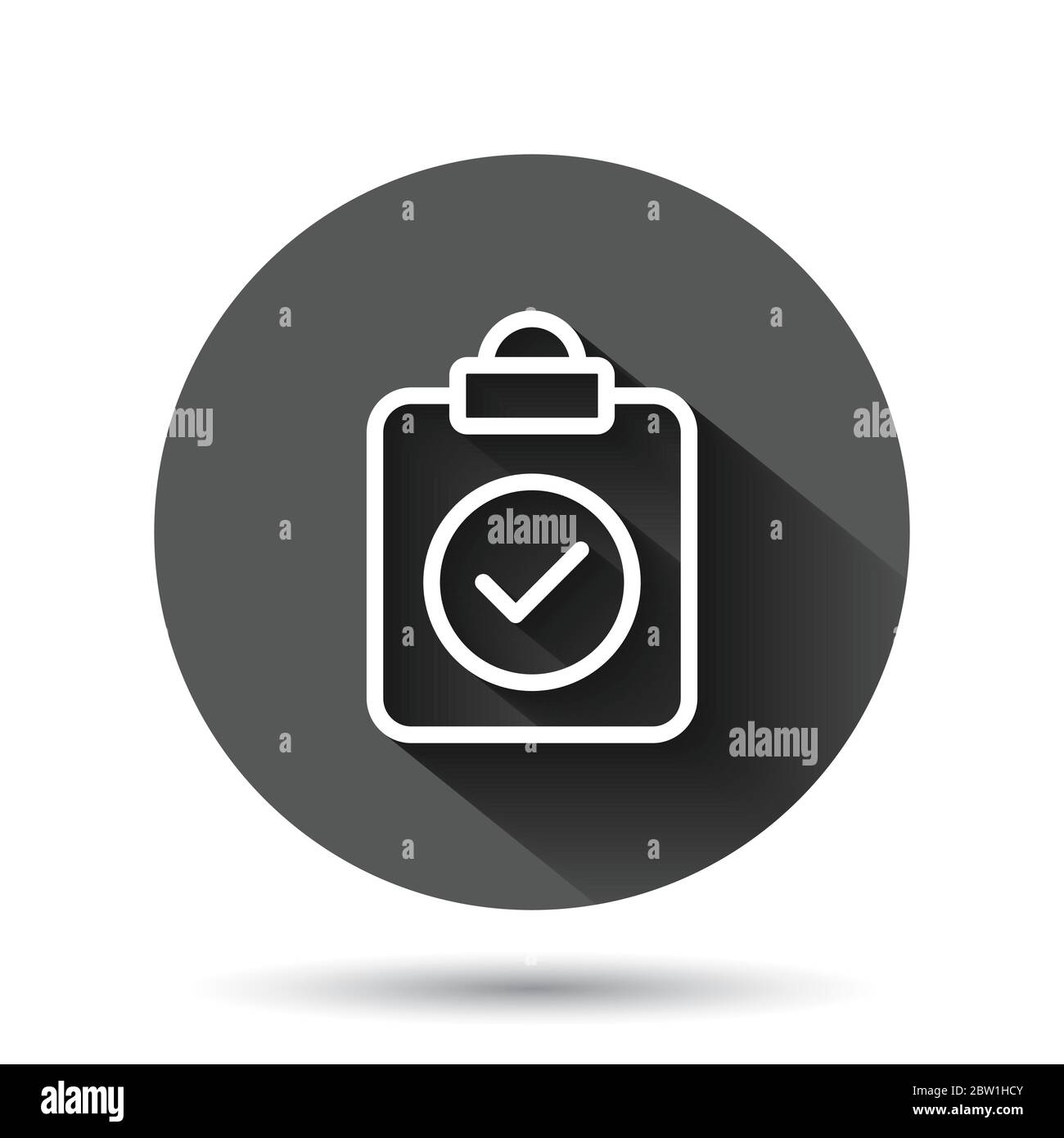 Document checkbox icon in flat style. Test vector illustration on black ...
