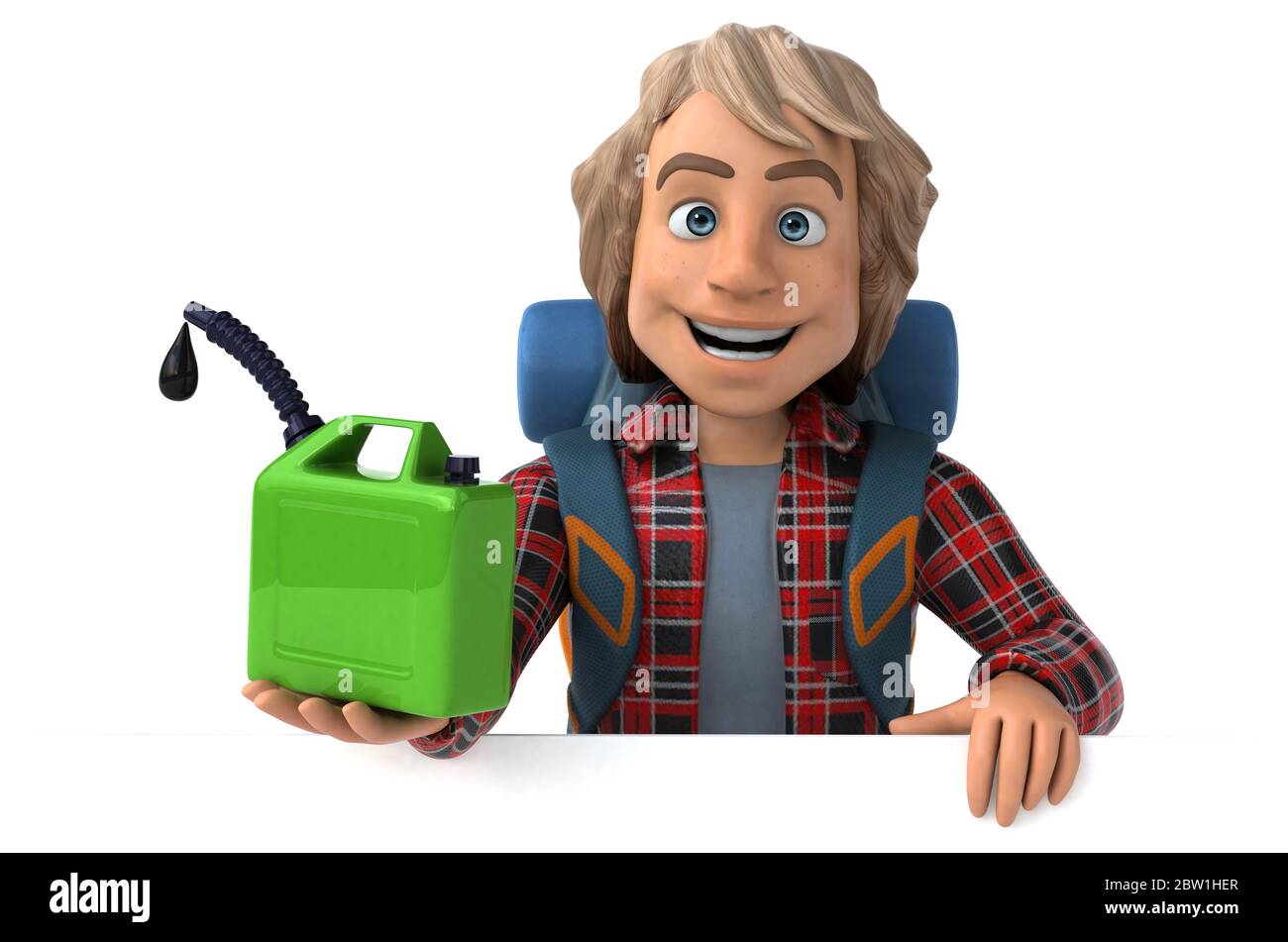 Fun backpacker cartoon guy Stock Photo - Alamy