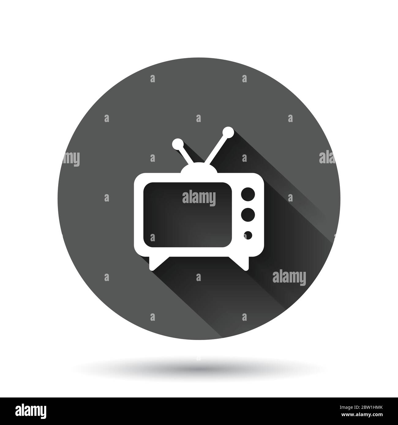 Tv icon in flat style. Television sign vector illustration on black ...