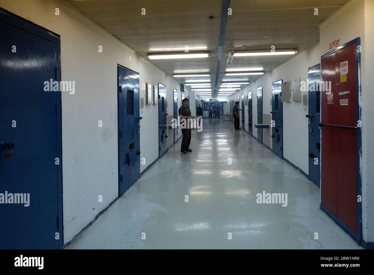 a corridor in which prison cells are located for Palestinian prisoners ...