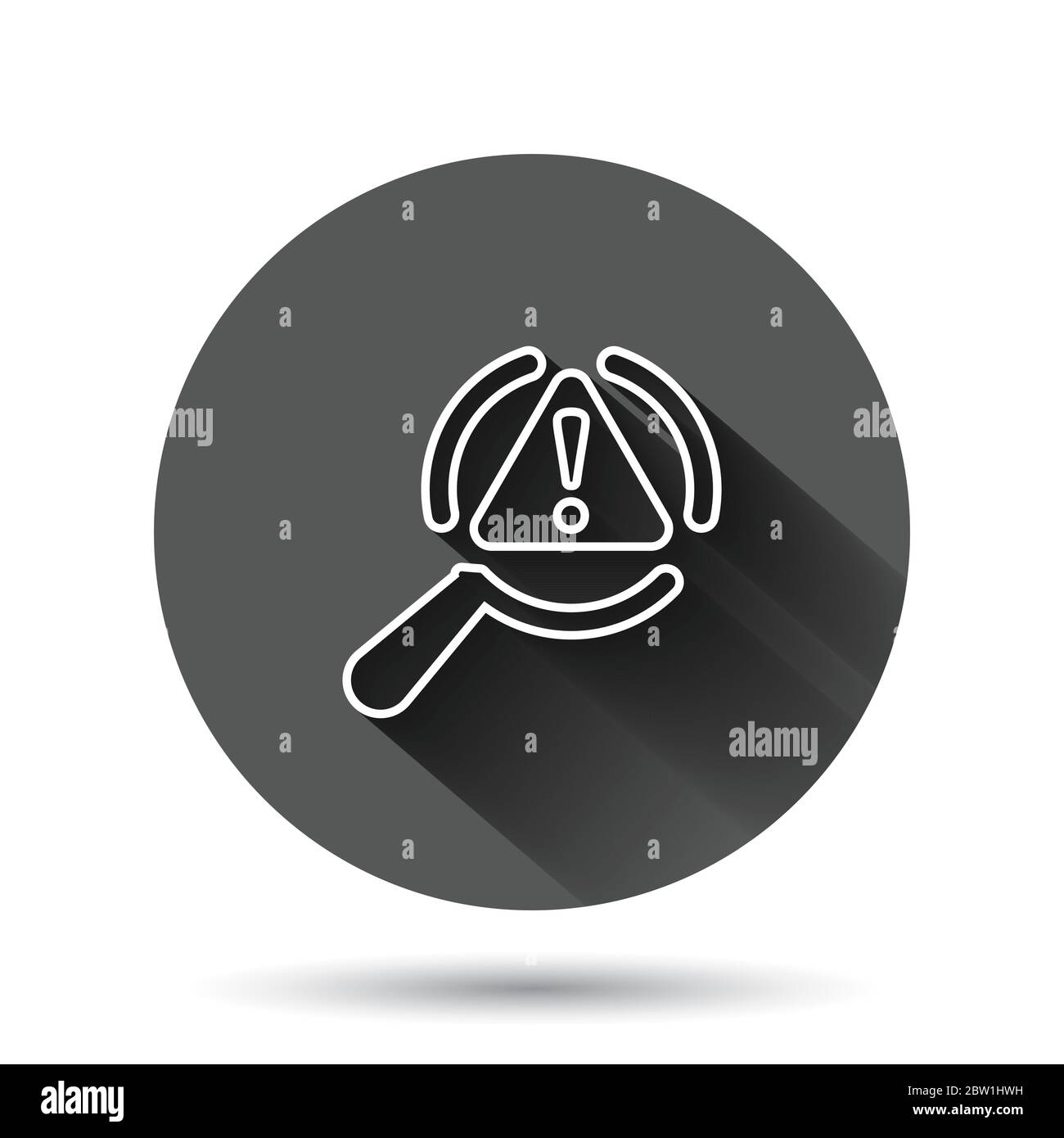 Risk analysis icon in flat style. Exclamation magnifier vector ...