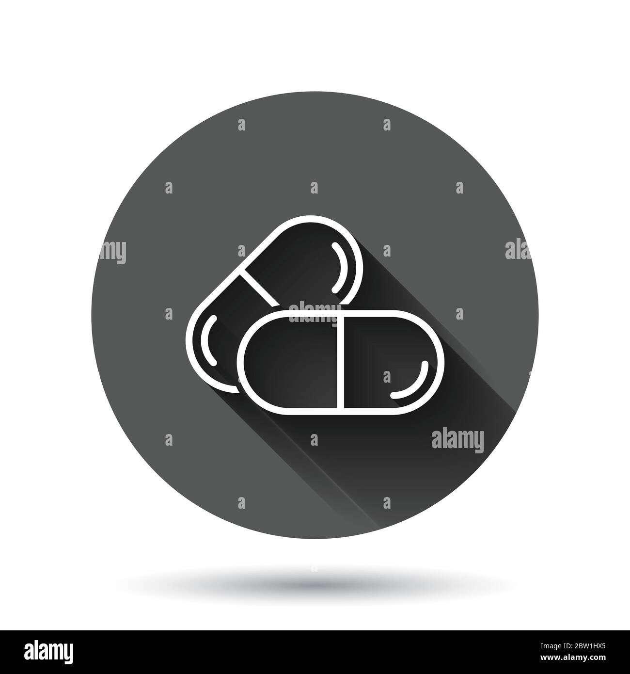 Pill capsule icon in flat style. Drugs vector illustration on black ...