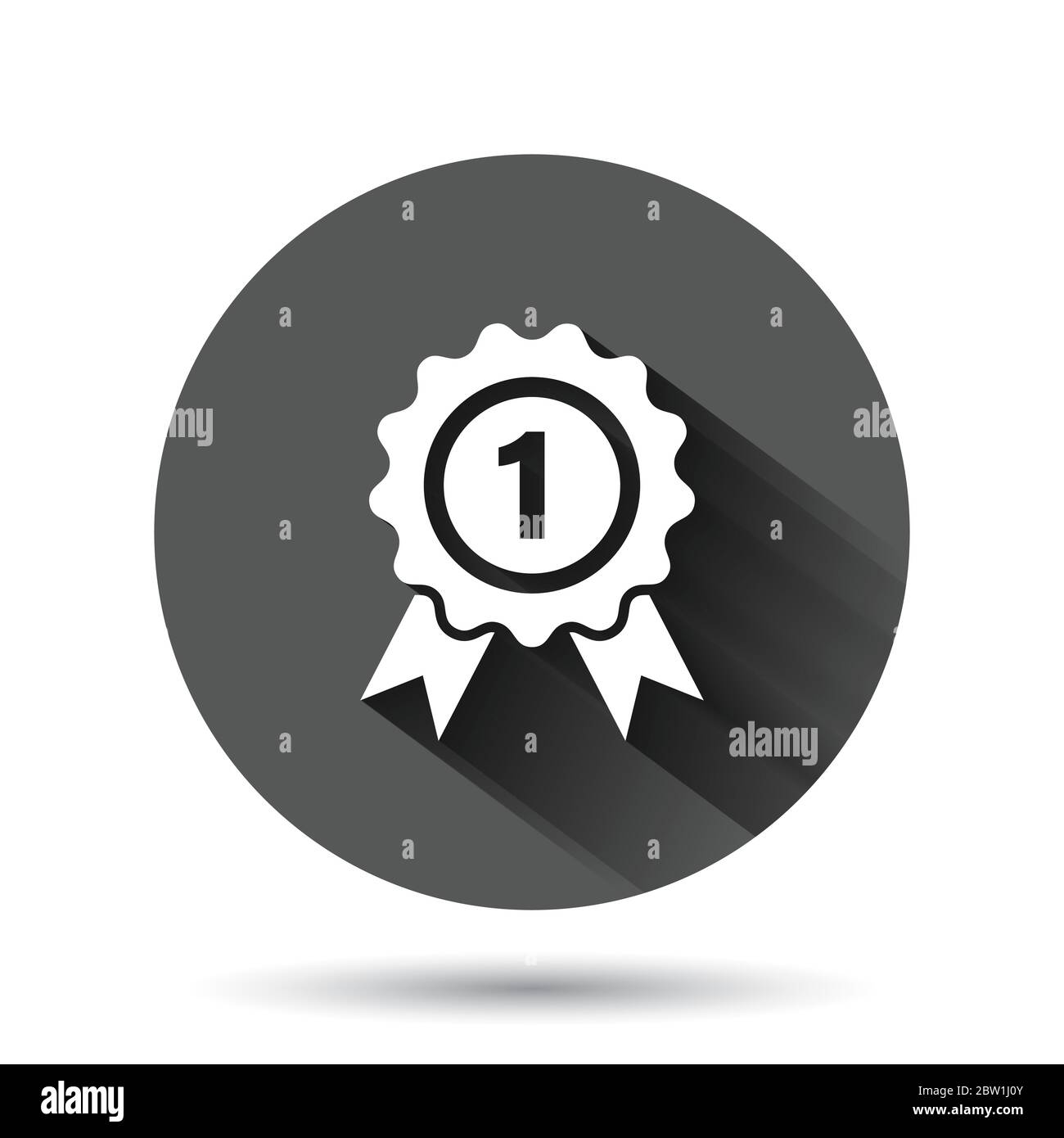 Winner icon in flat style. Rosette award vector illustration on black ...