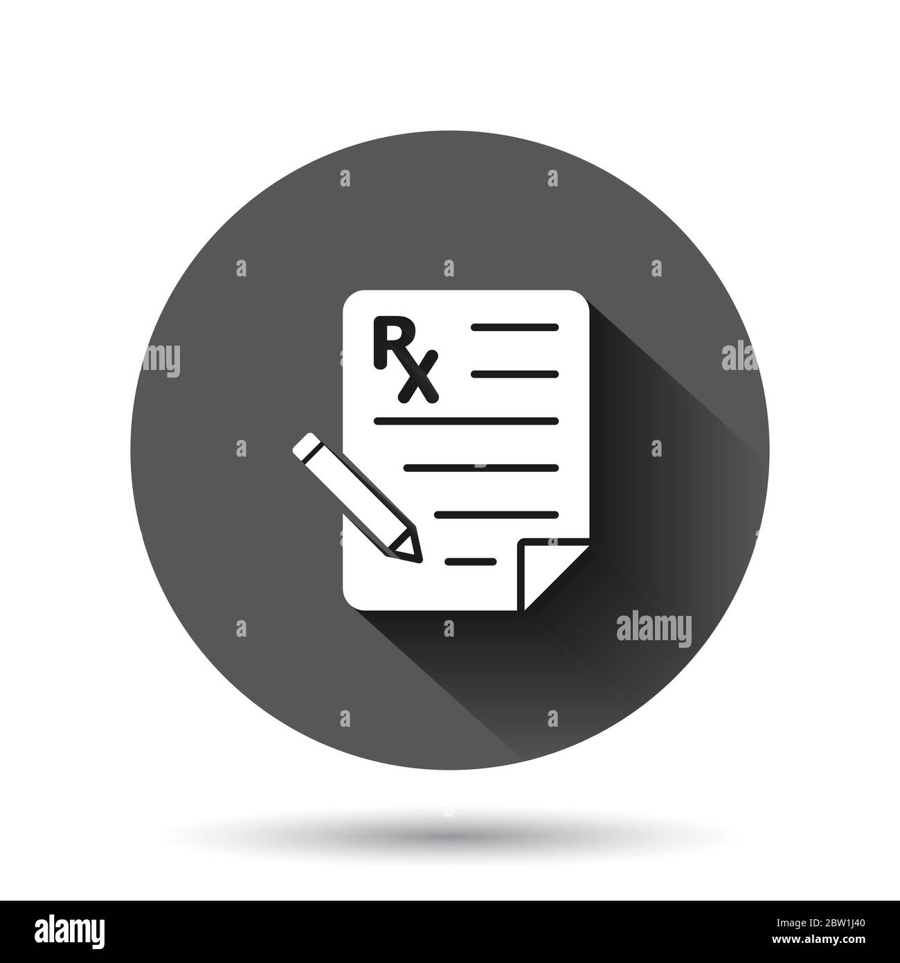 Prescription icon in flat style. Rx document vector illustration on ...