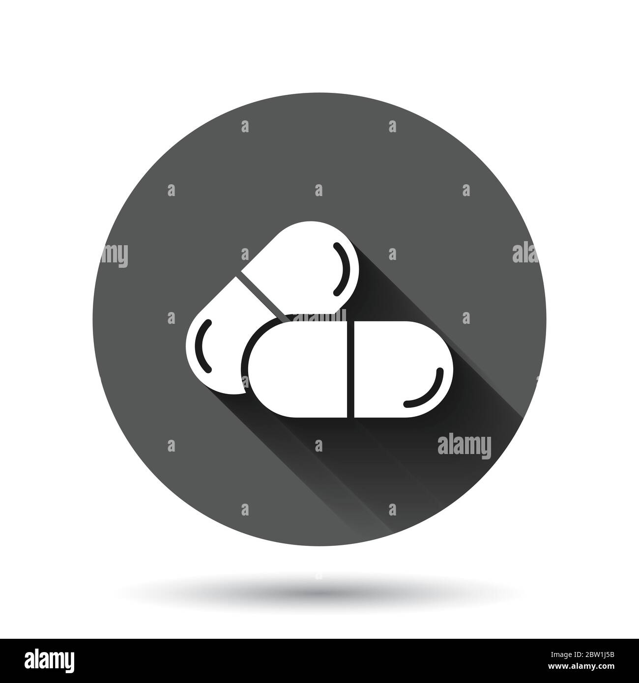Pill capsule icon in flat style. Drugs vector illustration on black ...