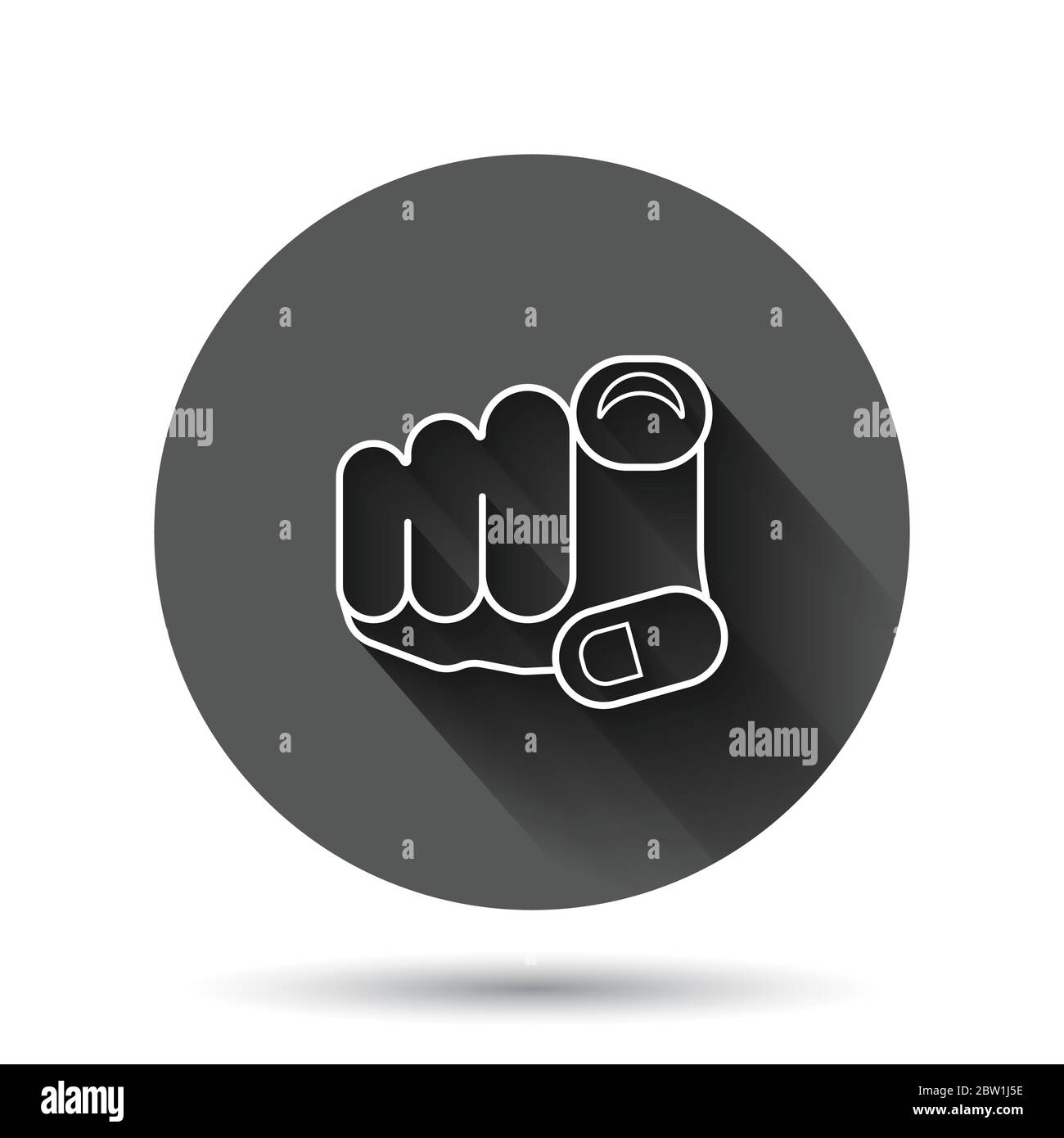 Finger point icon in flat style. Hand gesture vector illustration on ...