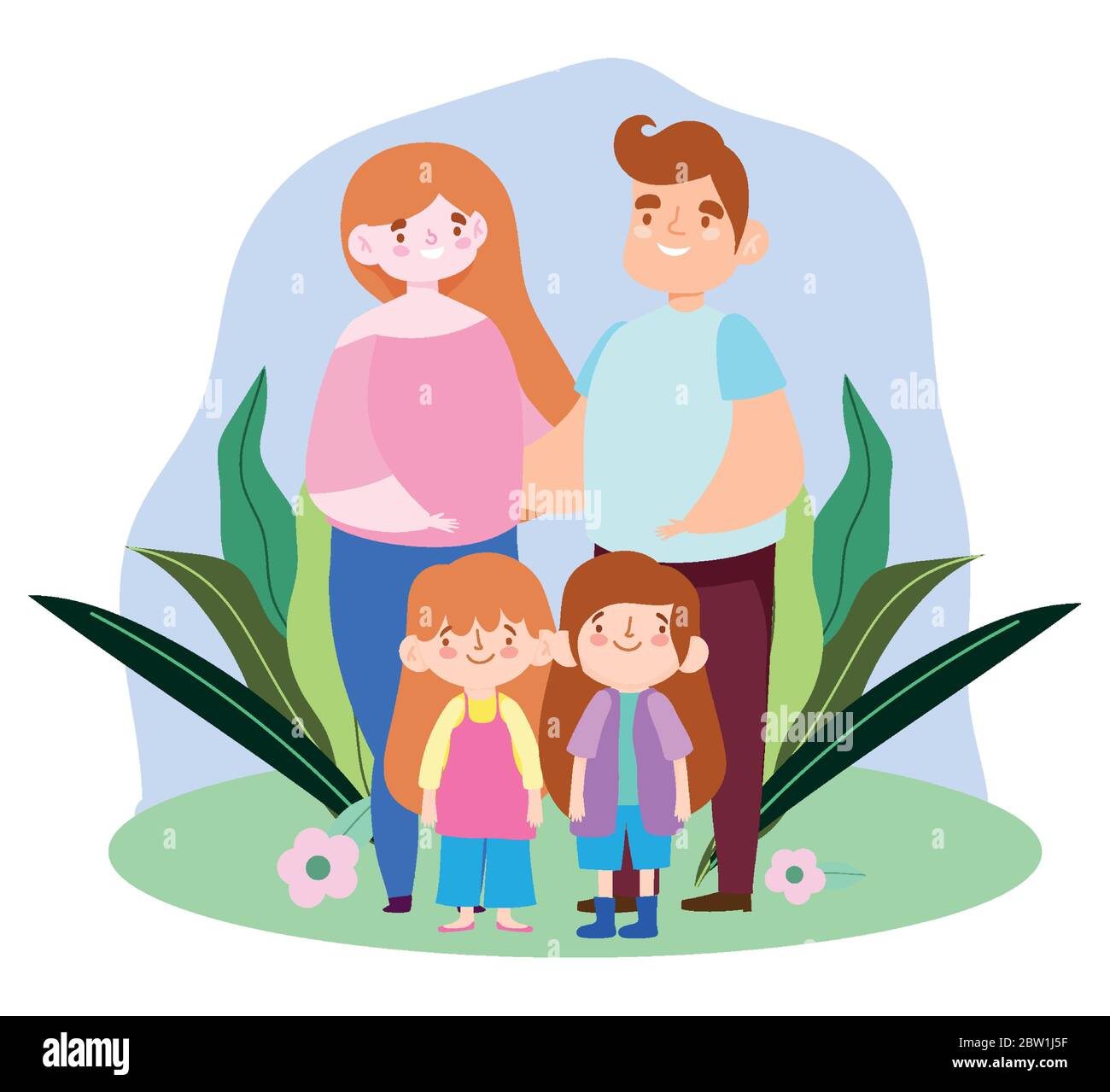 Family Hugging Cartoon