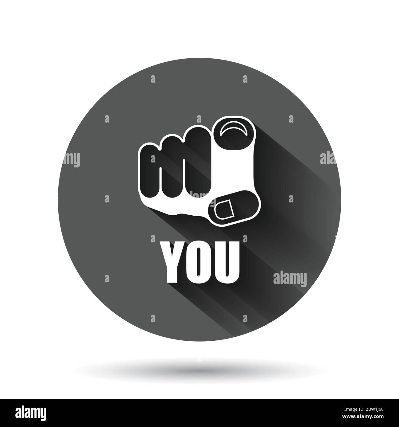 Finger point icon in flat style. Hand gesture vector illustration on ...