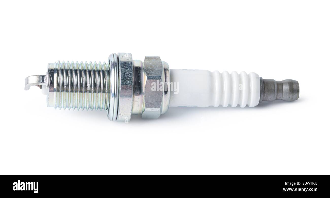 Car part. Spark plugs isolated on white Stock Photo - Alamy