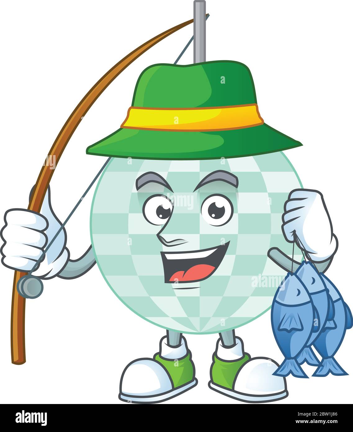 A Caricature picture of disco ball fisher succeed catch a fish Stock ...