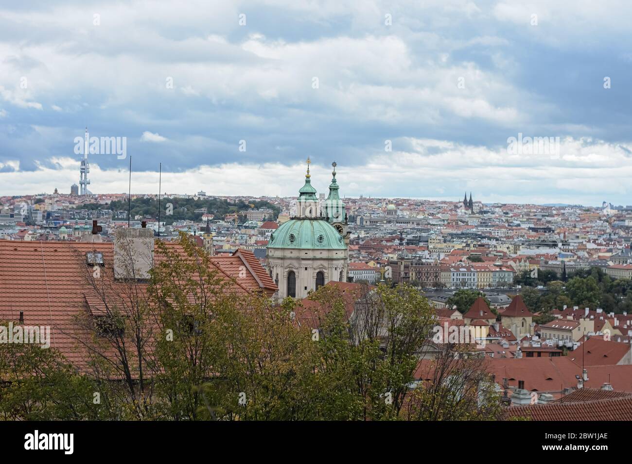 PANORAMIC TOP VIEW SCENE FROM PRAGUE, CZECH REPUBLIC, SEPTEMBER, 2019 ...