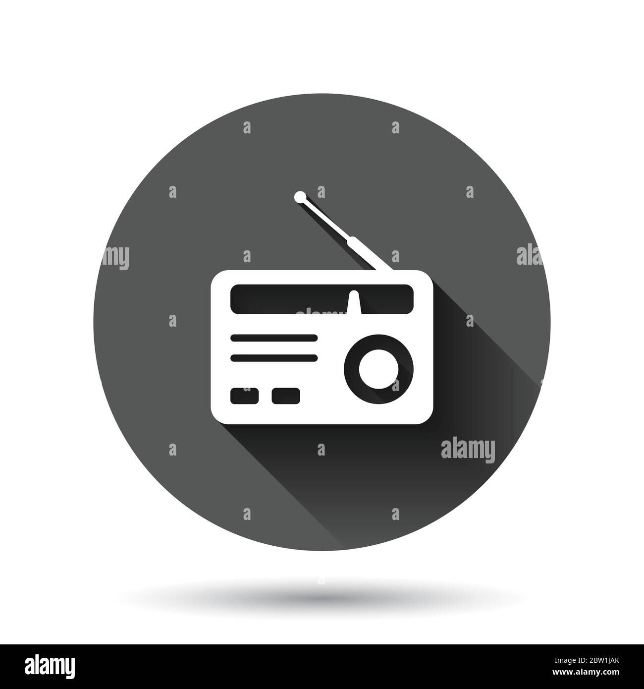 Radio icon in flat style. Fm broadcast vector illustration on black ...