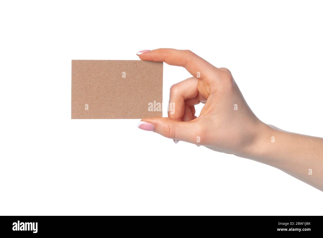 Craft paper card in female hand isolated on white Stock Photo - Alamy
